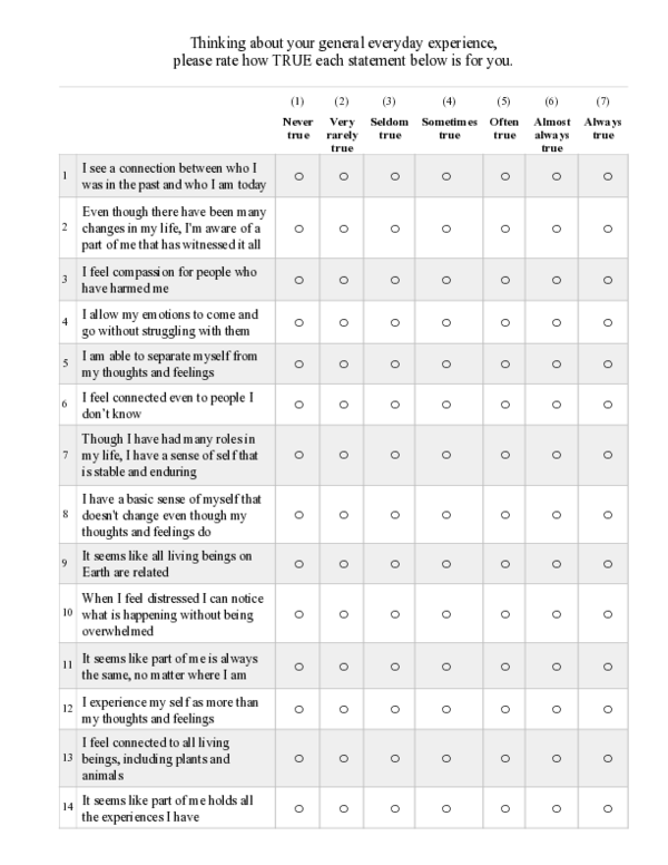 (PDF) The Questionnaire on Self-Transcendence (QUEST): A Measure of Trait Self-Transcendence ...