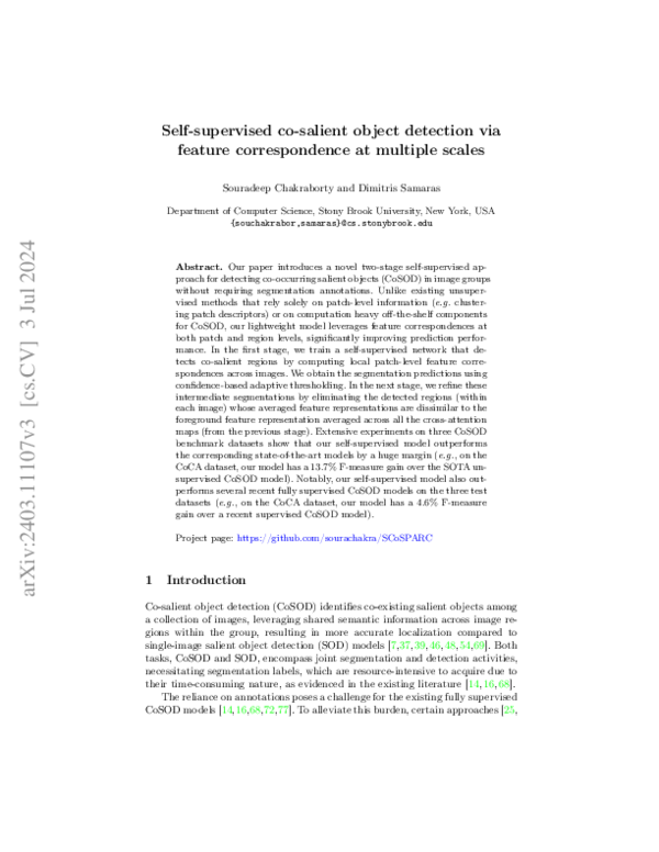 Pdf Self Supervised Co Salient Object Detection Via Feature