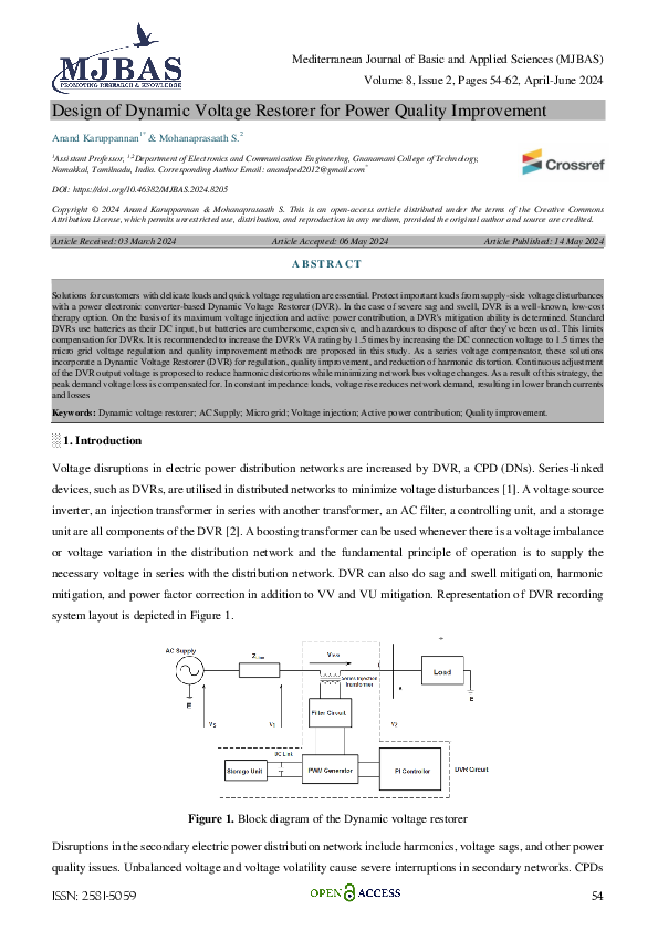 (PDF) Design of Dynamic Voltage Restorer for Power Quality Improvement