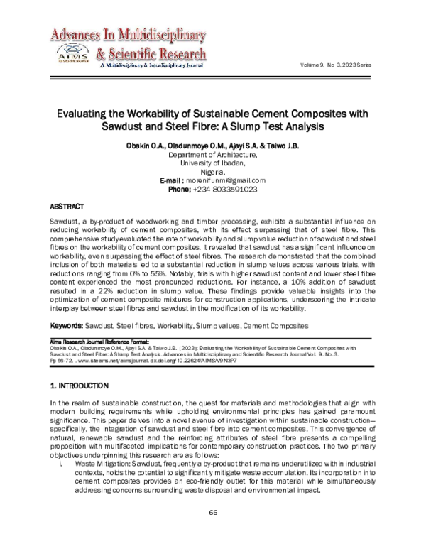 (PDF) Evaluating the Workability of Sustainable Cement Composites with ...