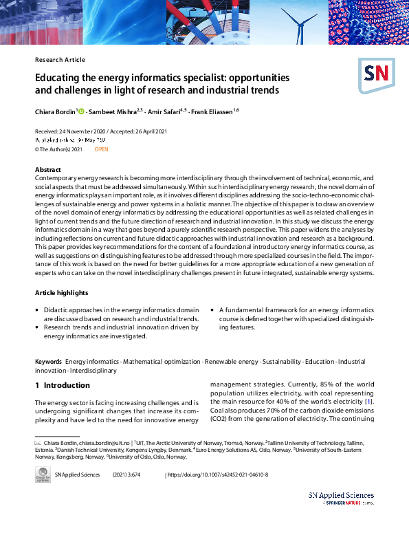 (PDF) Educating the energy informatics specialist: opportunities and ...