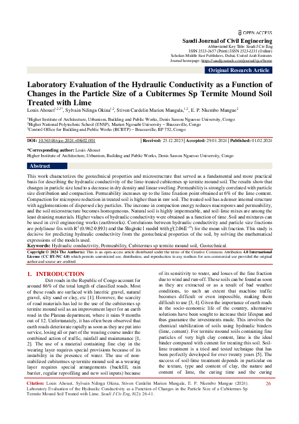 (PDF) Laboratory Evaluation of the Hydraulic Conductivity as a Function ...