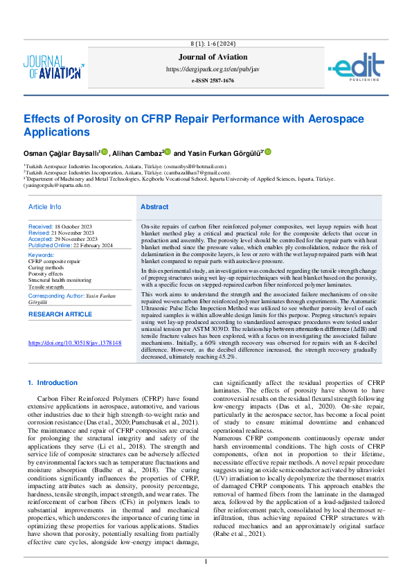 Pdf Effects Of Porosity On Cfrp Repair Performance With Aerospace Applications