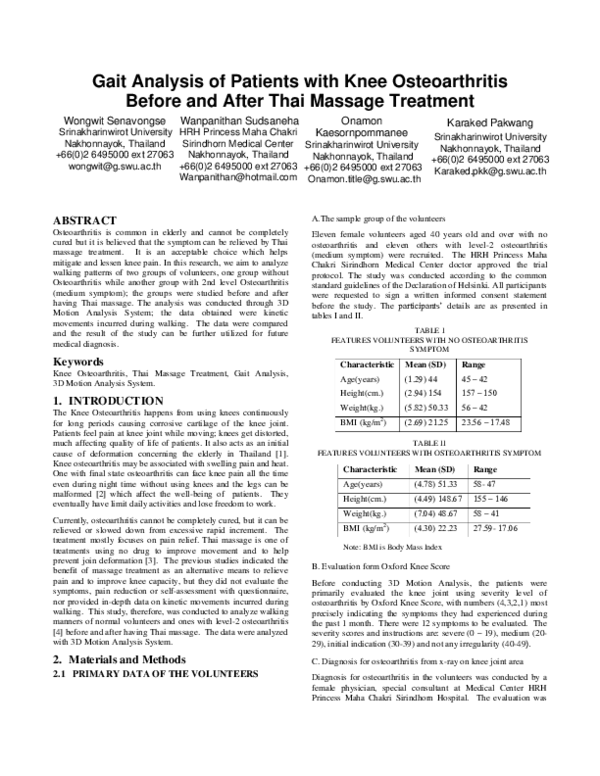 (PDF) Gait Analysis of Patients with Knee Osteoarthritis Before and ...
