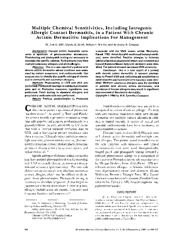 (PDF) Multiple Chemical Sensitivities, Including Iatrogenic Allergic ...