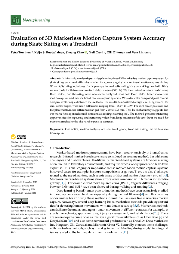 (PDF) Evaluation of 3D Markerless Motion Capture System Accuracy during Skate Skiing on a ...