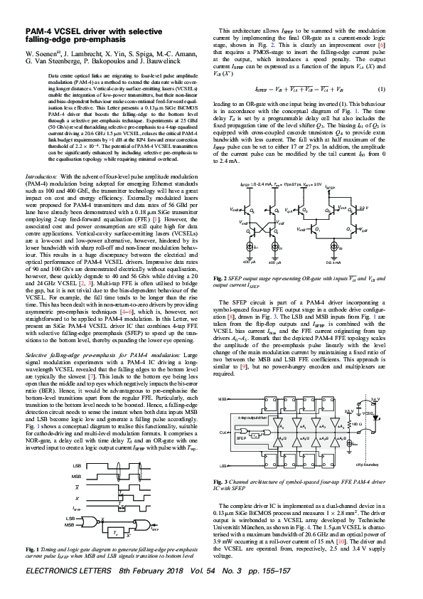 (PDF) PAM-4 VCSEL driver with selective falling-edge pre-emphasis