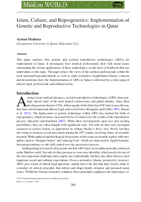 (PDF) Islam Culture and Reprogenetics Implementation of Genetic and ...