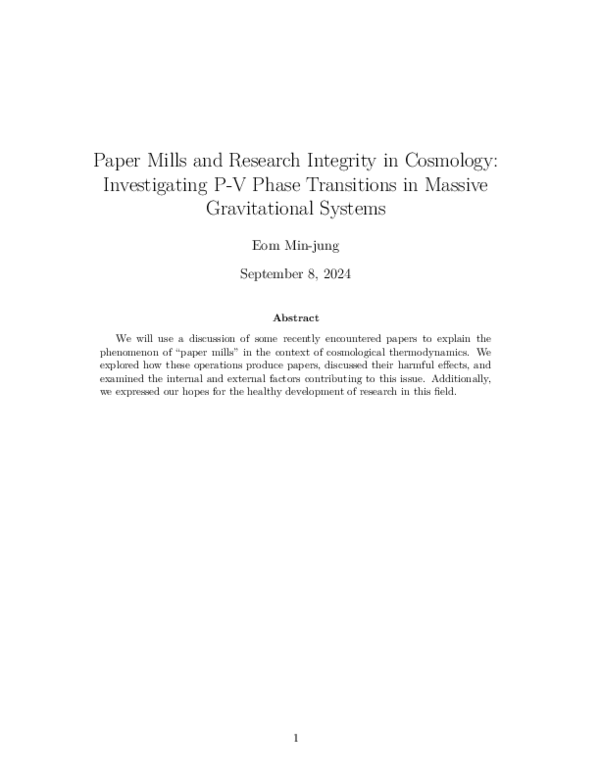 (PDF) Paper Mills and Research Integrity in Cosmology: Investigating P ...