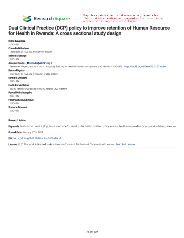 (PDF) Dual Clinical Practice (DCP) policy to improve retention of Human ...