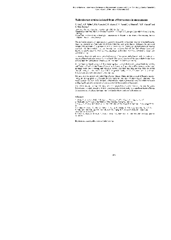 (PDF) Rubrobacter strains isolated from efflorescences in monuments