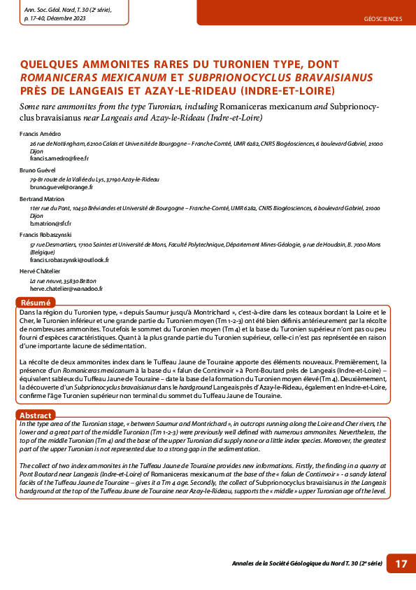 (PDF) Quelques ammonites rares du turonien type, dont romaniceras ...