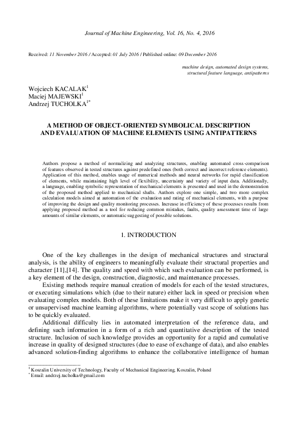 (PDF) A method of object-oriented symbolical description and evaluation of machine elements ...