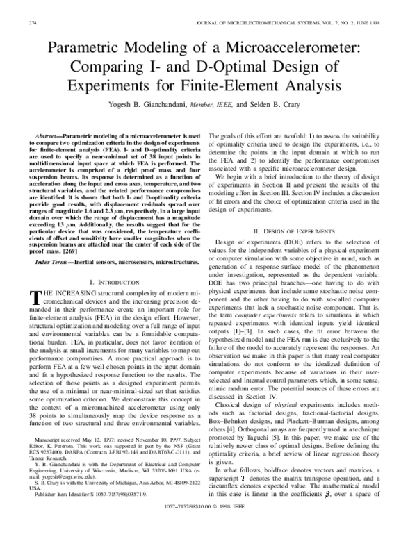 (PDF) Parametric modeling of a microaccelerometer: comparing I- and D-optimal design of ...