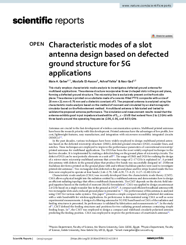(PDF) Characteristic modes of a slot antenna design based on defected ...