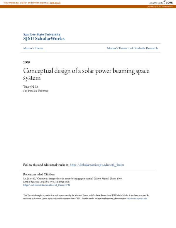 (PDF) Conceptual design of a solar power beaming space system