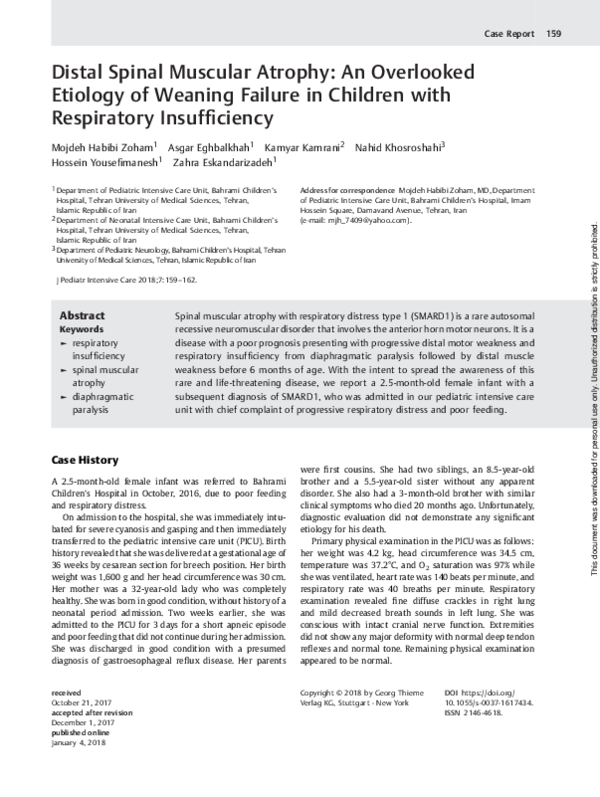 (PDF) Distal Spinal Muscular Atrophy: An Overlooked Etiology of Weaning ...