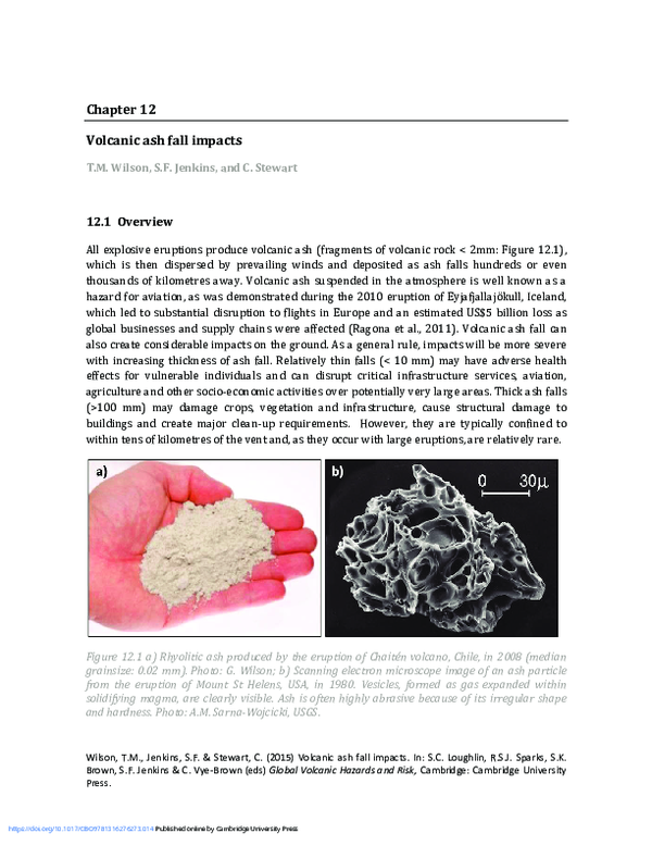 (PDF) Volcanic ash fall impacts