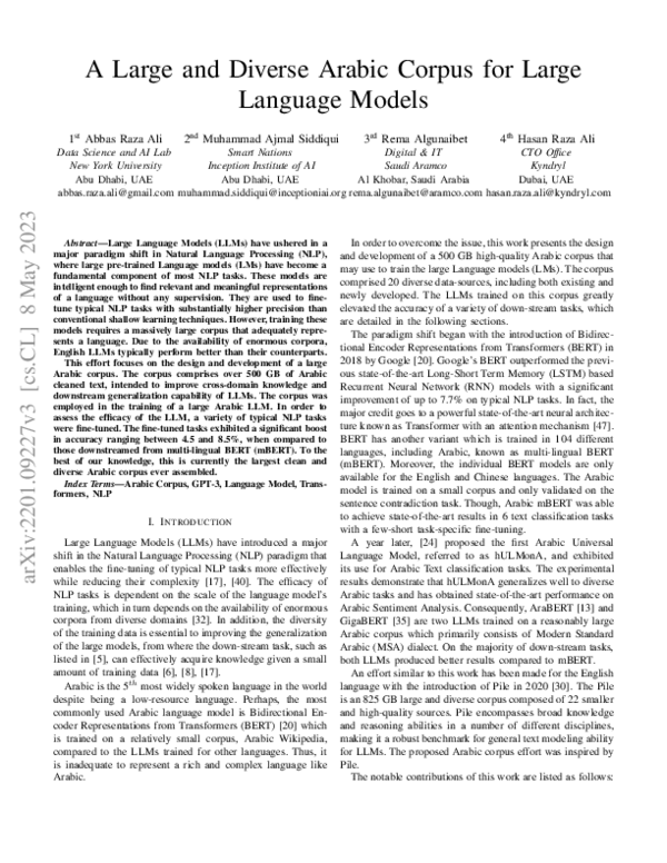 (PDF) A Large and Diverse Arabic Corpus for Language Modeling
