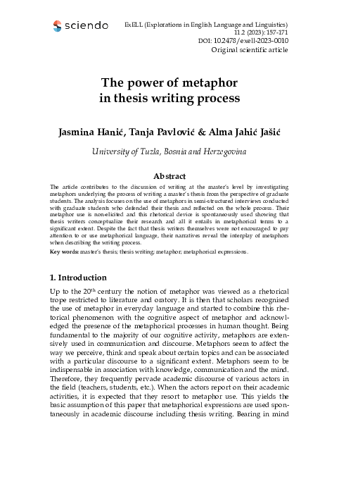 (PDF) The power of metaphor in thesis writing process