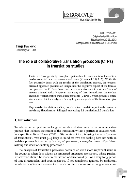 (PDF) The role of collaborative translation protocols (CTPs) in ...