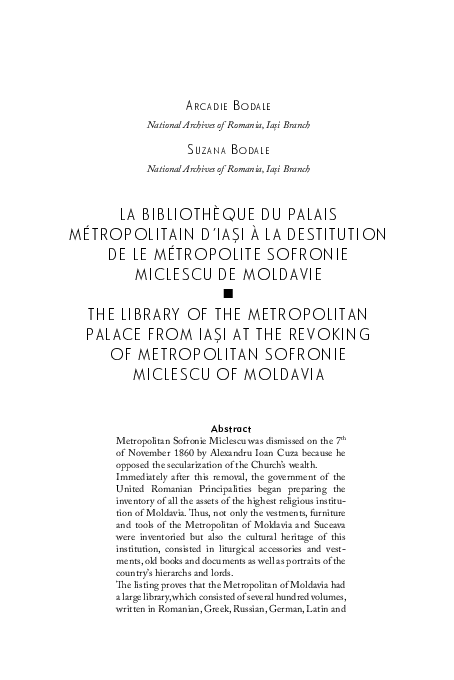 (PDF) The Library of the Metropolitan Palace from Iași at the Revoking ...