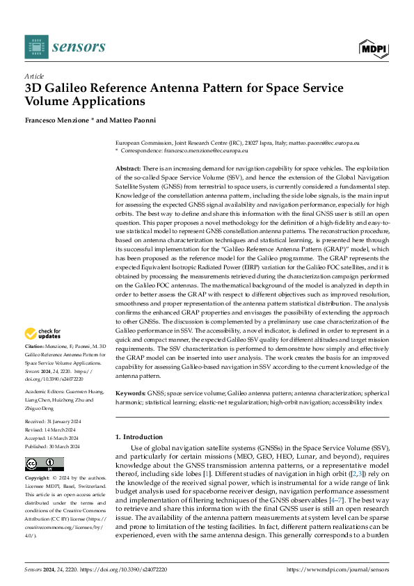 (PDF) 3D Galileo Reference Antenna Pattern for Space Service Volume Applications