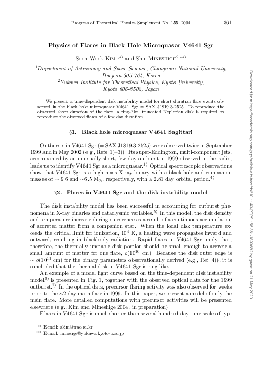 (PDF) Physics of Flares in Black Hole Microquasar V4641 Sgr