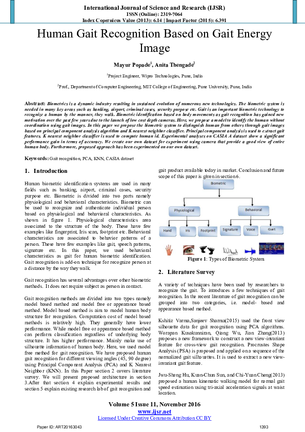 (PDF) Human Gait Recognition Based on Gait Energy Image