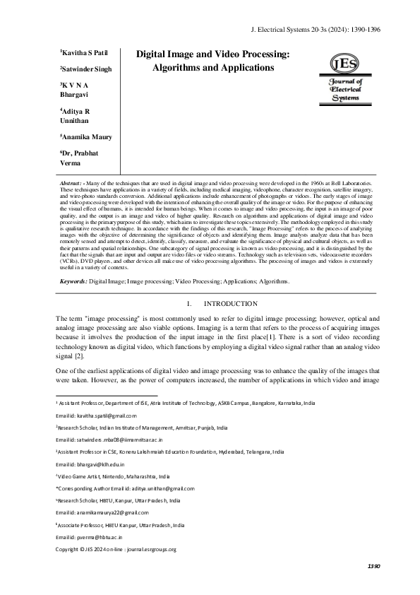 (PDF) Digital Image and Video Processing: Algorithms and Applications
