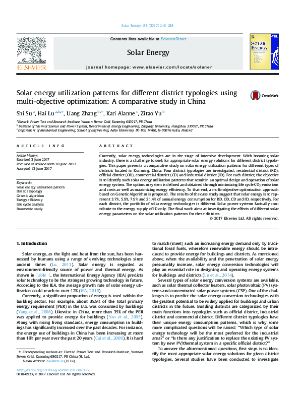 (PDF) Solar energy utilization patterns for different district typologies using multi-objective ...