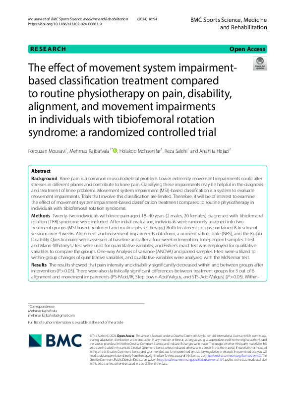 (PDF) The effect of movement system impairment-based classification ...