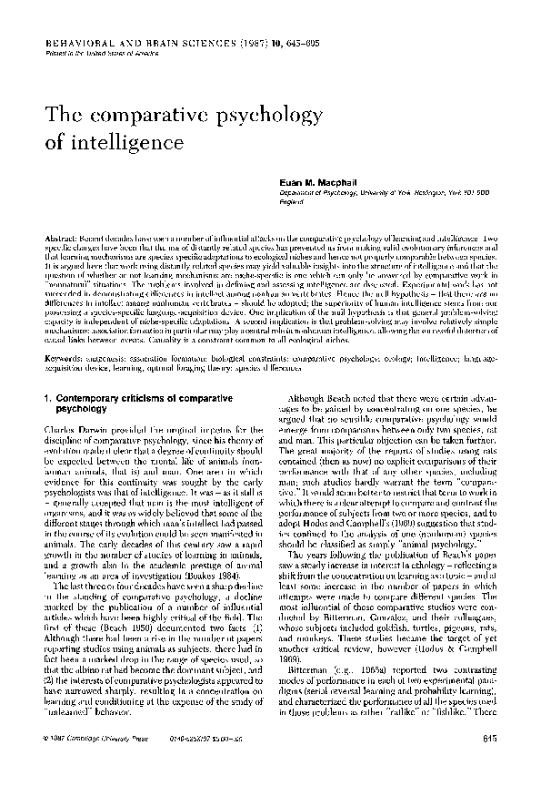(PDF) Brain differences determine different limits of intelligence