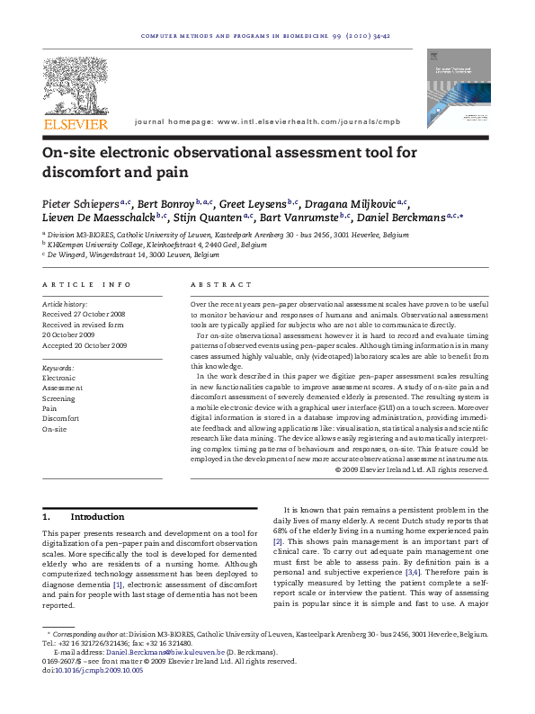 (PDF) On-site electronic observational assessment tool for discomfort ...