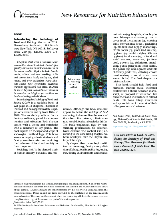 (PDF) Introducing the Sociology of Food and Eating