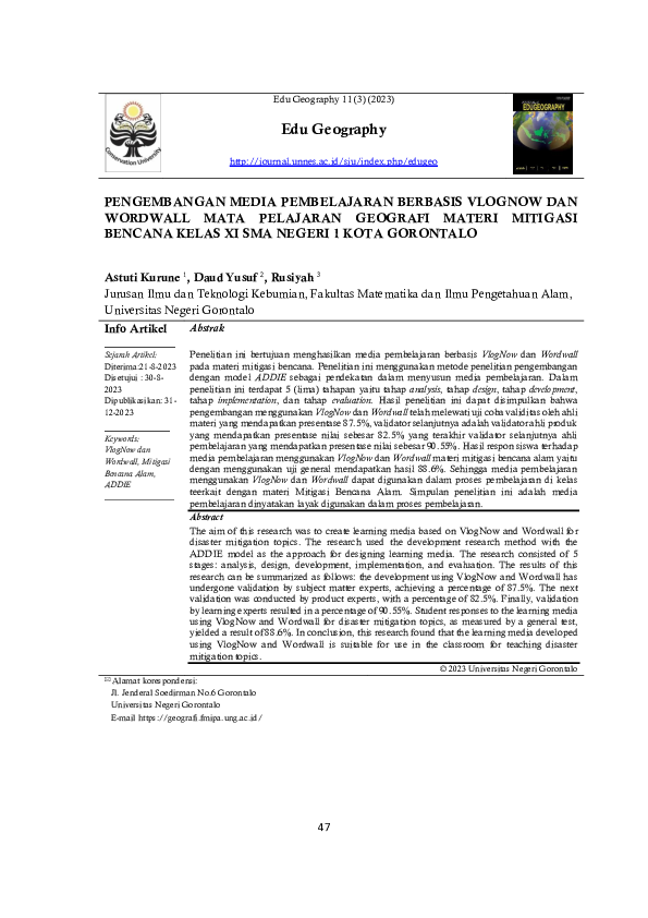(PDF) Pengembangan media Pembelajaran berbasis Vlognow dan Wordwall Mata Pelajaran Geografi ...