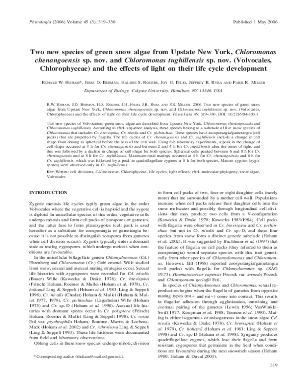 (PDF) Two new species of green snow algae from Upstate New York ...