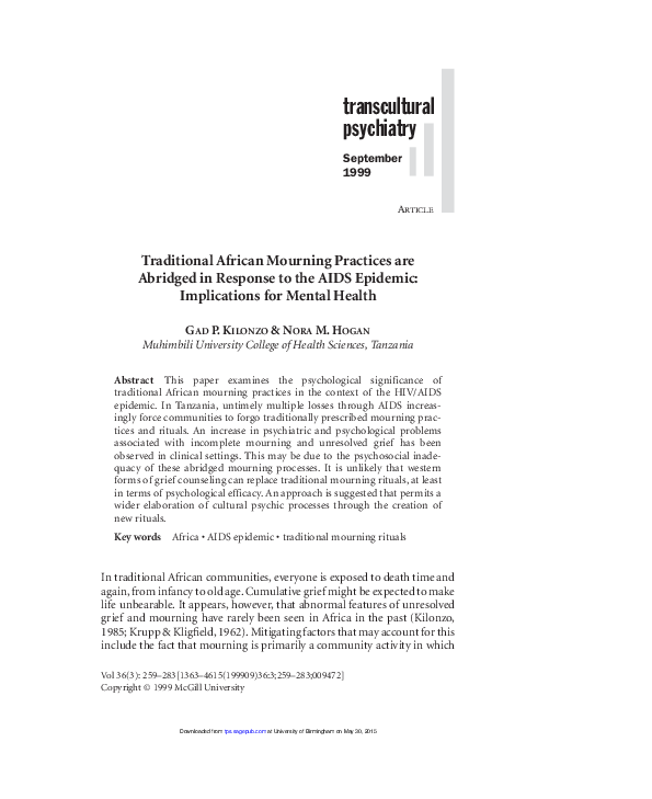 (PDF) African Mourning Practices
