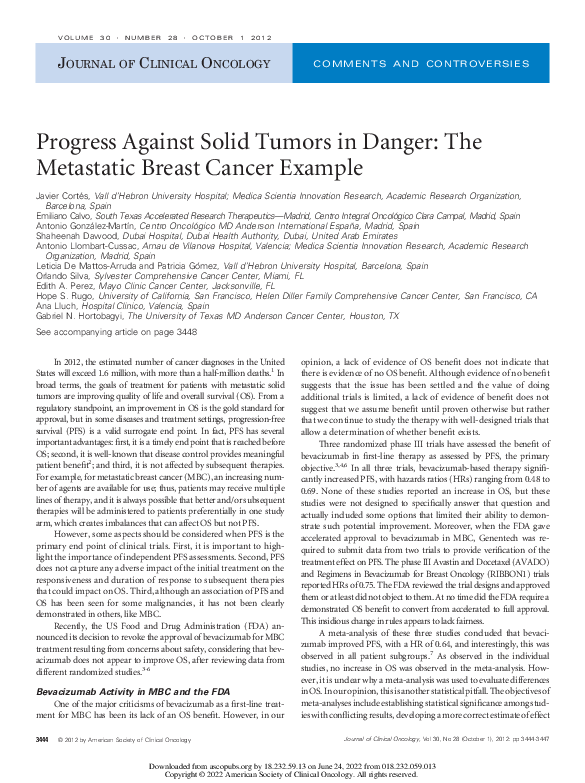 (PDF) Progress Against Solid Tumors in Danger: The Metastatic Breast ...