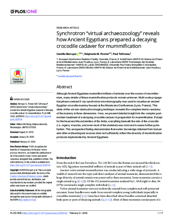 (PDF) Synchrotron “virtual archaeozoology” reveals how Ancient ...