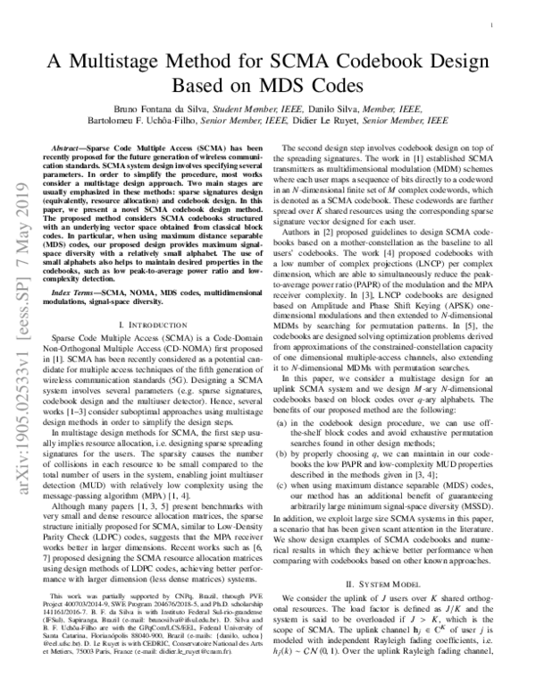 (PDF) A Multistage Method for SCMA Codebook Design Based on MDS Codes