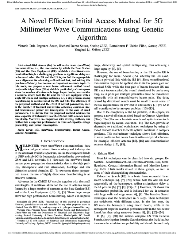 (PDF) A Novel Efficient Initial Access Method for 5G Millimeter Wave ...