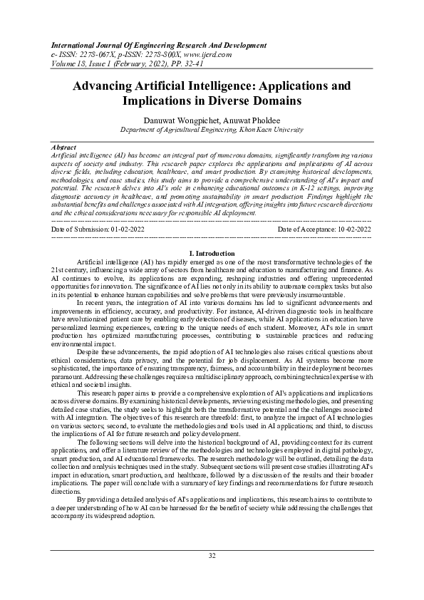 (PDF) Advancing Artificial Intelligence: Applications and Implications ...