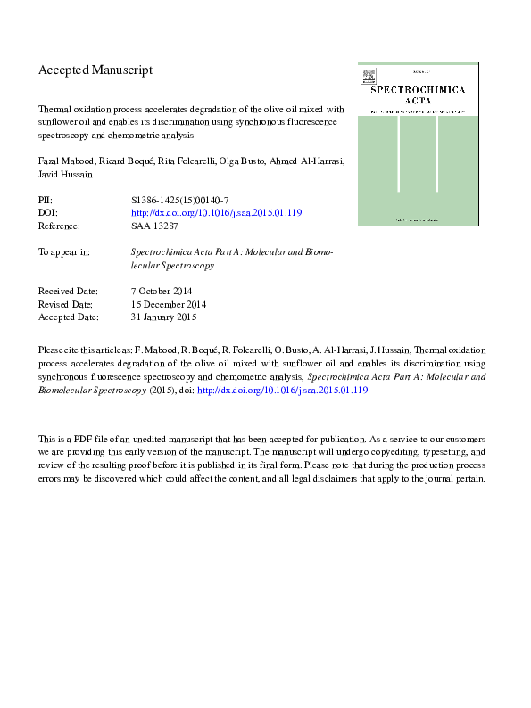 (PDF) Thermal oxidation process accelerates degradation of the olive ...