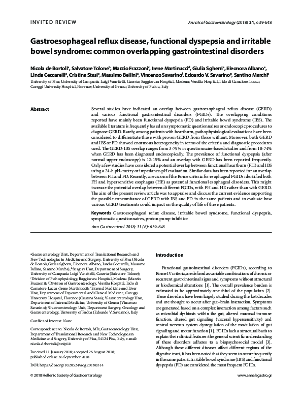 (PDF) Gastroesophageal reflux disease, functional dyspepsia and ...