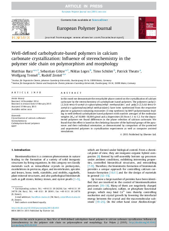 (PDF) Well-defined carbohydrate-based polymers in calcium carbonate ...