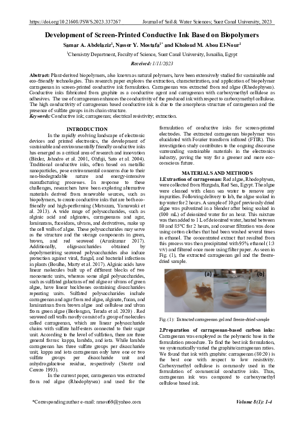 (PDF) Development of Screen-Printed Conductive Ink Based on Biopolymers