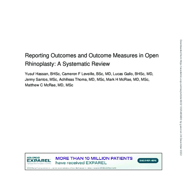 (PDF) Reporting Outcomes and Outcome Measures in Open Rhinoplasty: A ...