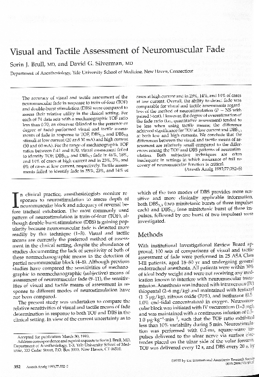 (PDF) Visual and Tactile Assessment of Neuromuscular Fade