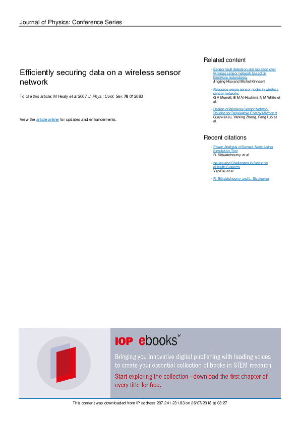 (PDF) Efficiently securing data on a wireless sensor network